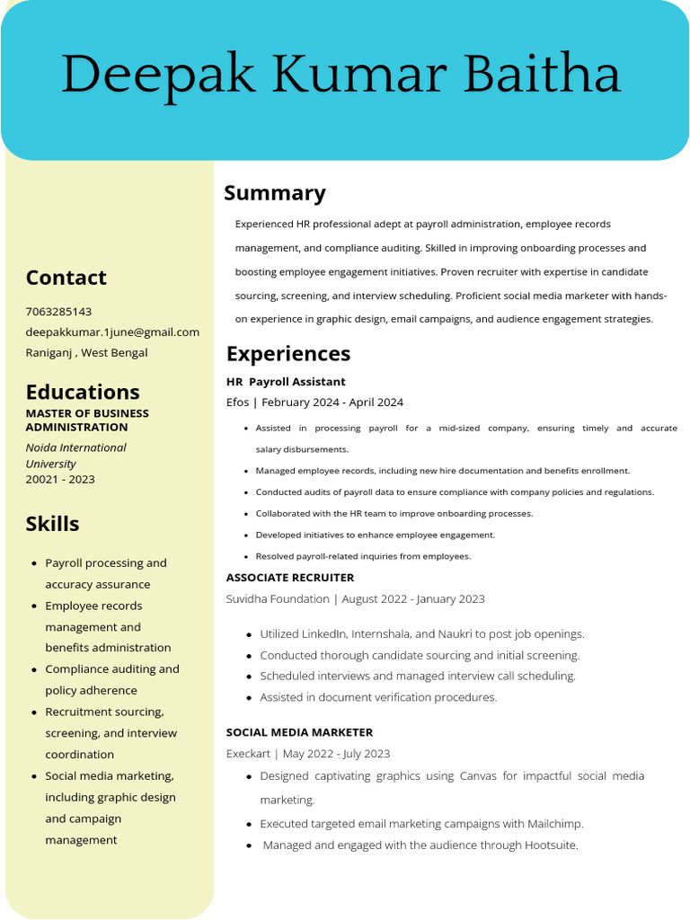 CV(H1) | PDF | Recruitment | Audit