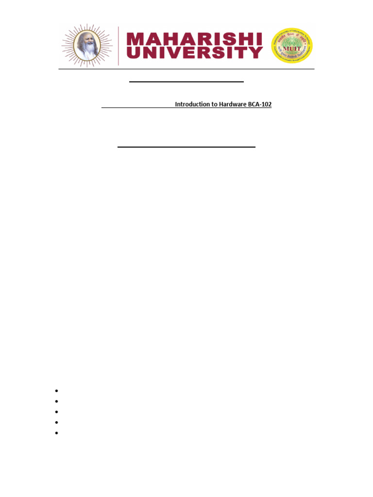 BCA-102 Introduction To Hardware | PDF