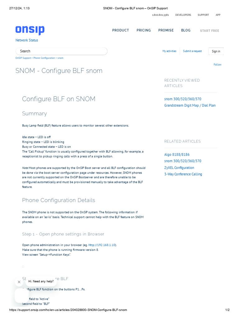 SNOM BLF Configuration Guide | PDF | Session Initiation Protocol ...