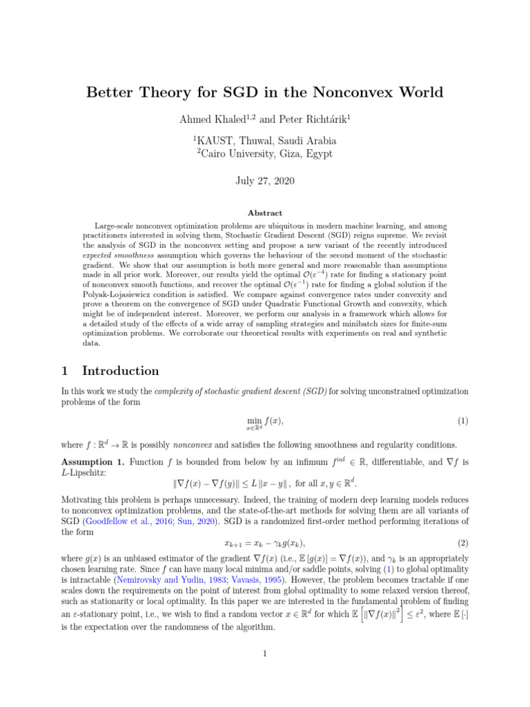 Optimizing SGD for Nonconvex Problems | PDF | Mathematical Optimization | Applied Mathematics