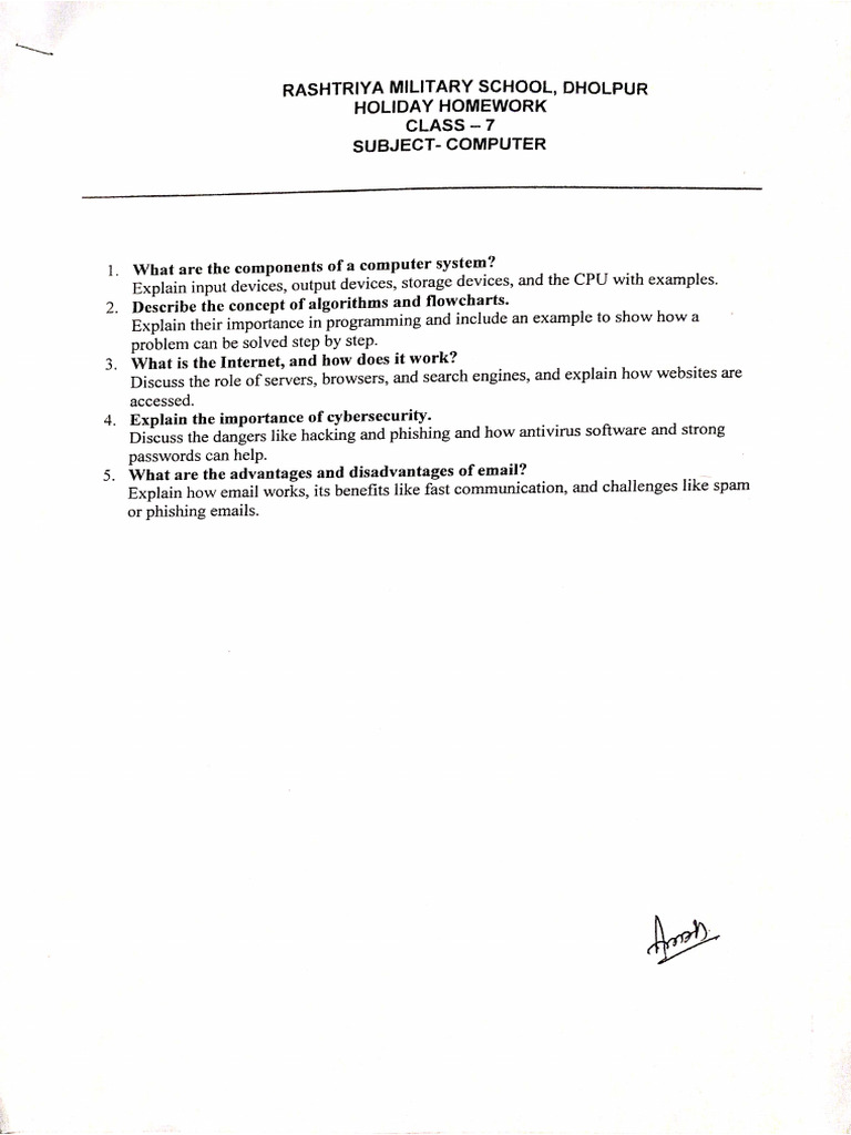 Holiday Homework RMSD | PDF