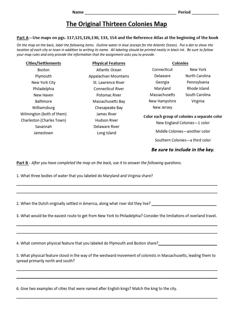 13 Colonies Map Pre-AP NEW | PDF | Thirteen Colonies | British ...