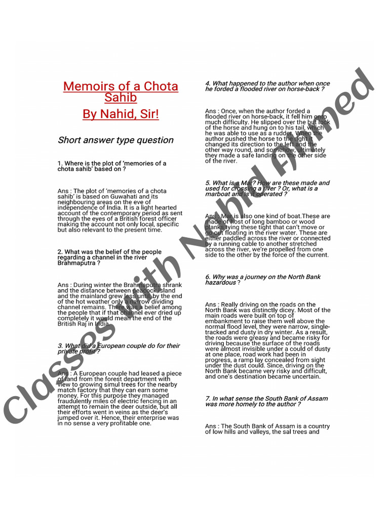 Memoirs of a Chota Sahib -WPS Office | PDF