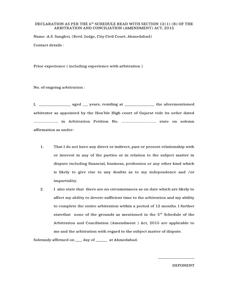 Declaration Under Section 12(1)(b) | PDF