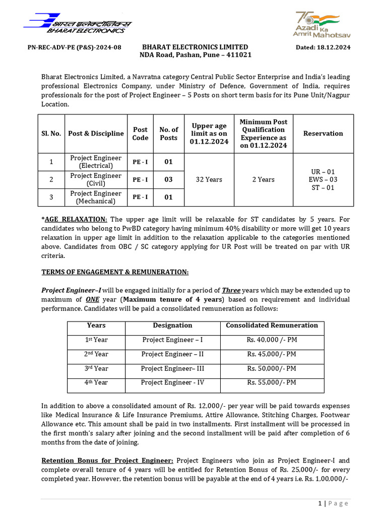 Web Advt Proj Engr PS Rectt | PDF | Engineering | Engineer