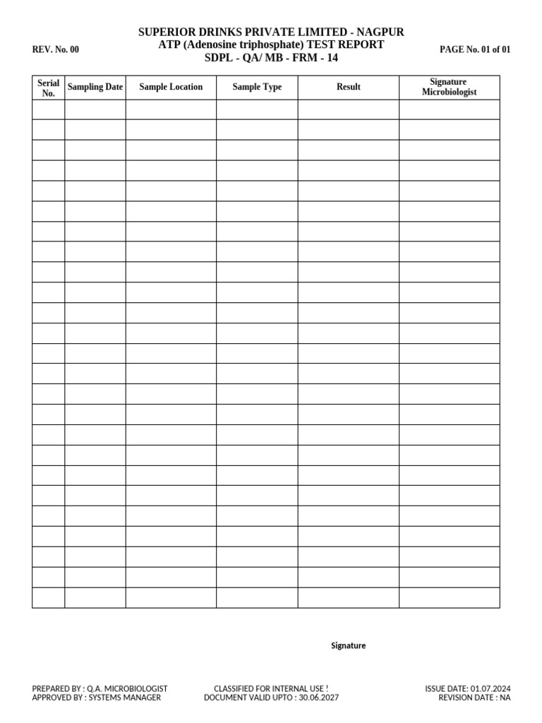 ATP Test Report for Superior Drinks | PDF