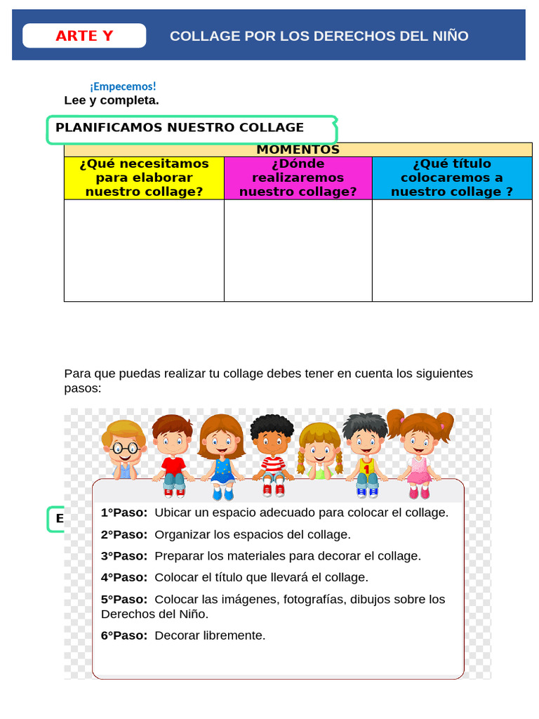 D5 A2 FICHA ARTE ELABORAMOS UN COLLAGE SOBRE LOS DERECHOS DEL NIÑO-1 | PDF
