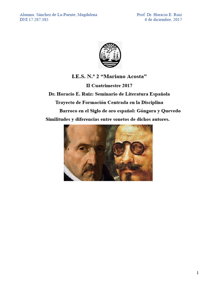 Análisis de Sonetos: Góngora vs. Quevedo | PDF | Metro (poesía)