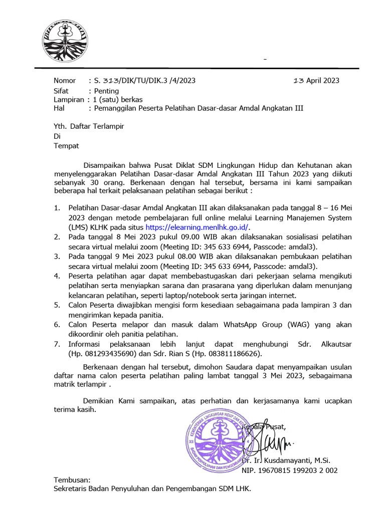 Surat Pemanggilan Dasar Amdal 3-1 | PDF