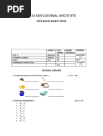 Admission Test Paper Grade 1 | PDF