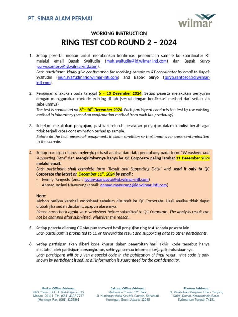Working Instructions - RT COD Round 2 - 2024 | PDF