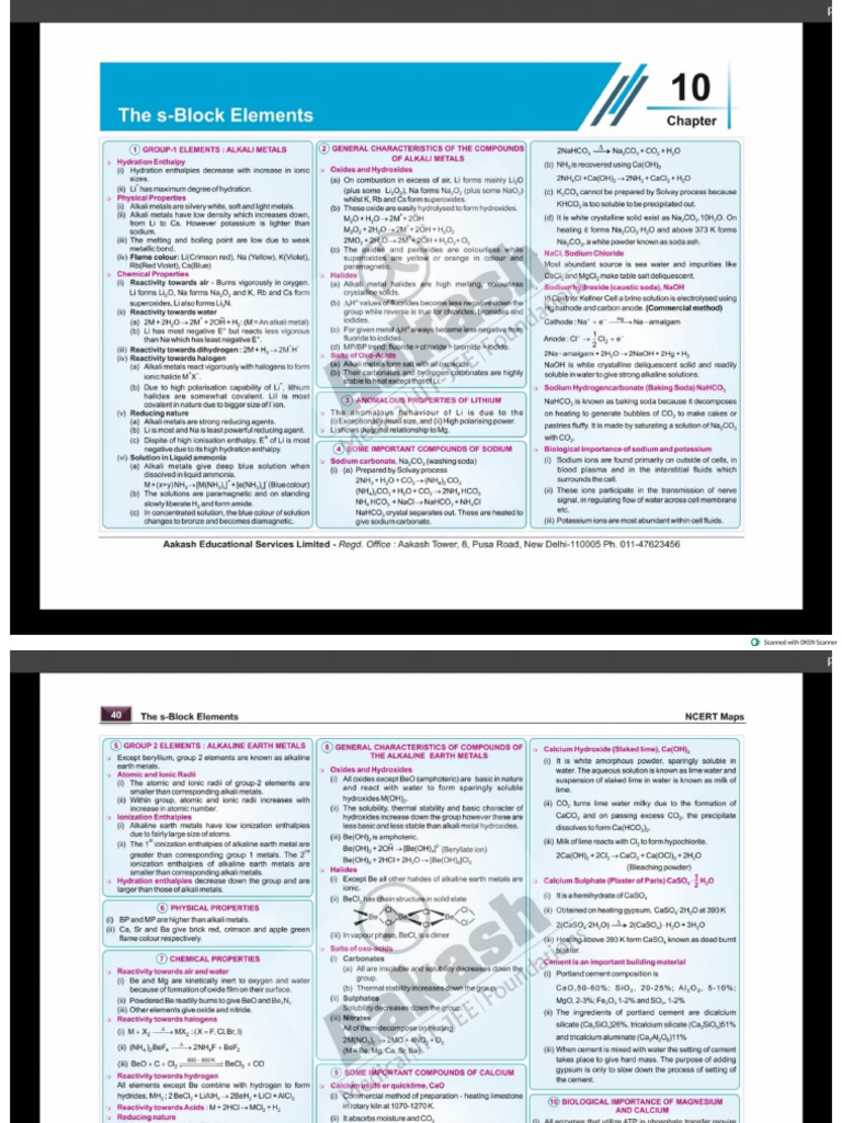 S and P Block Short Notes | PDF