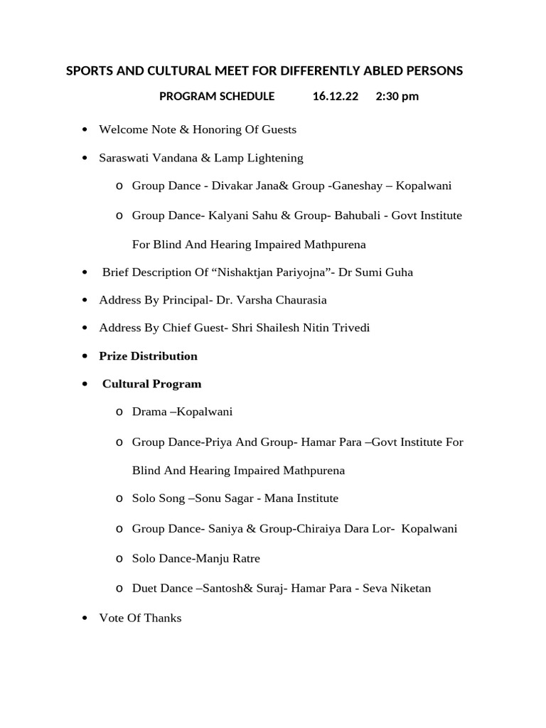 PWD Program Schedule | PDF