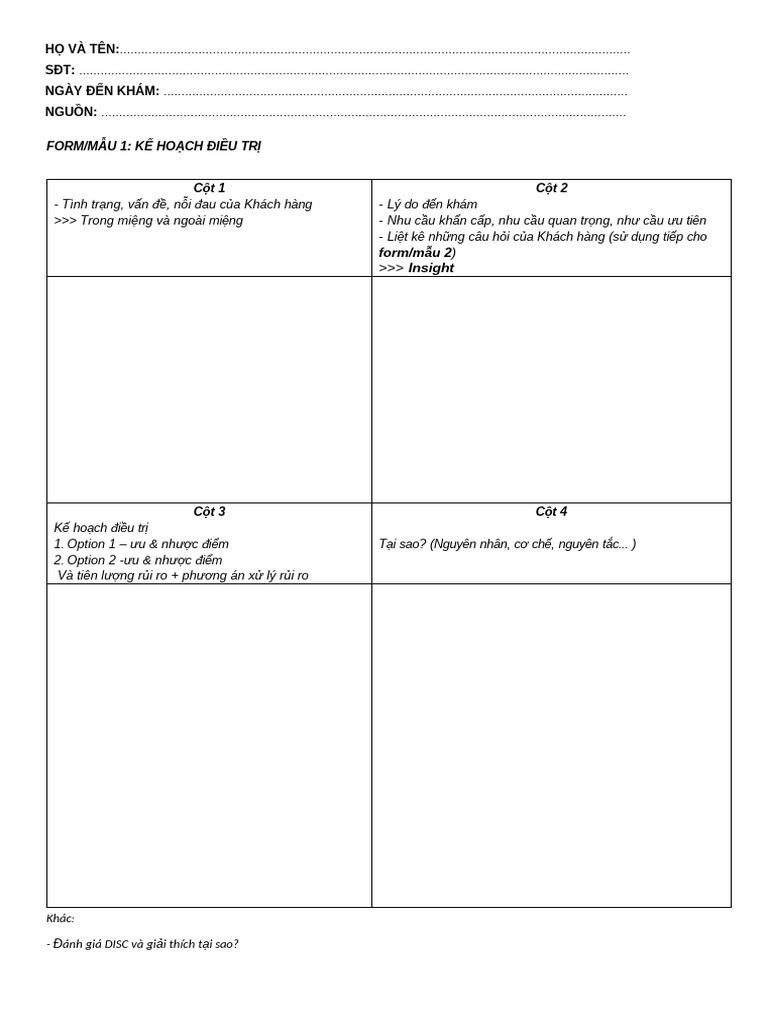 Form - TR Lý Bác Sĩ | PDF