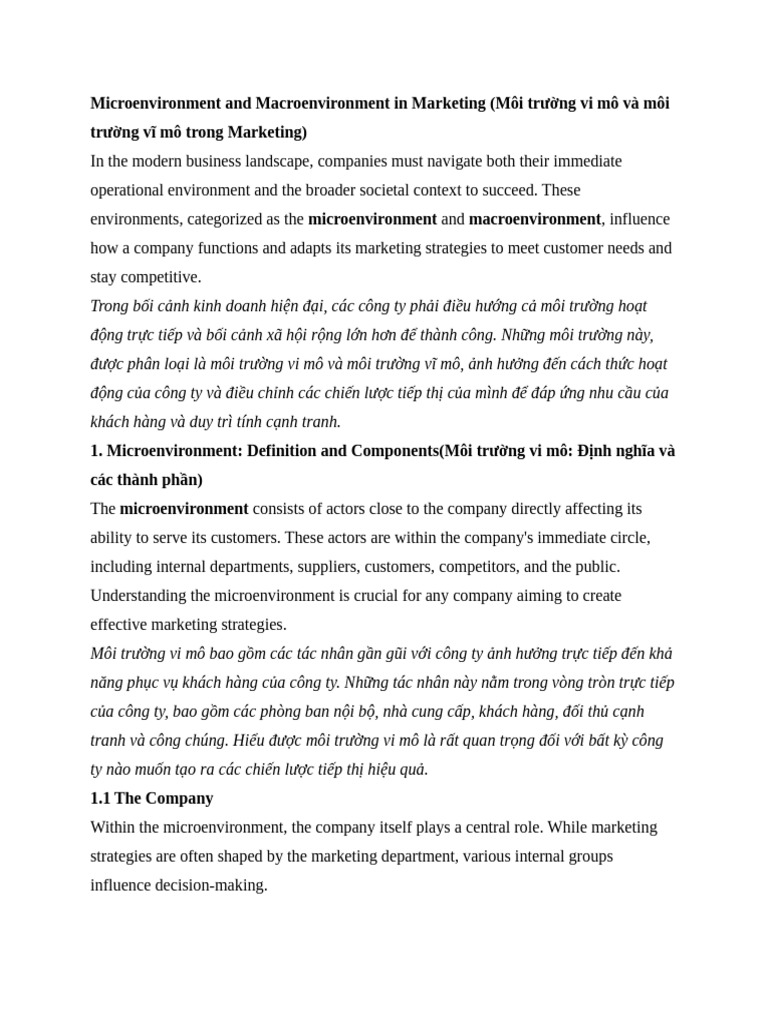 Microenvironment and Macroenvironment in Marketing(3) | PDF