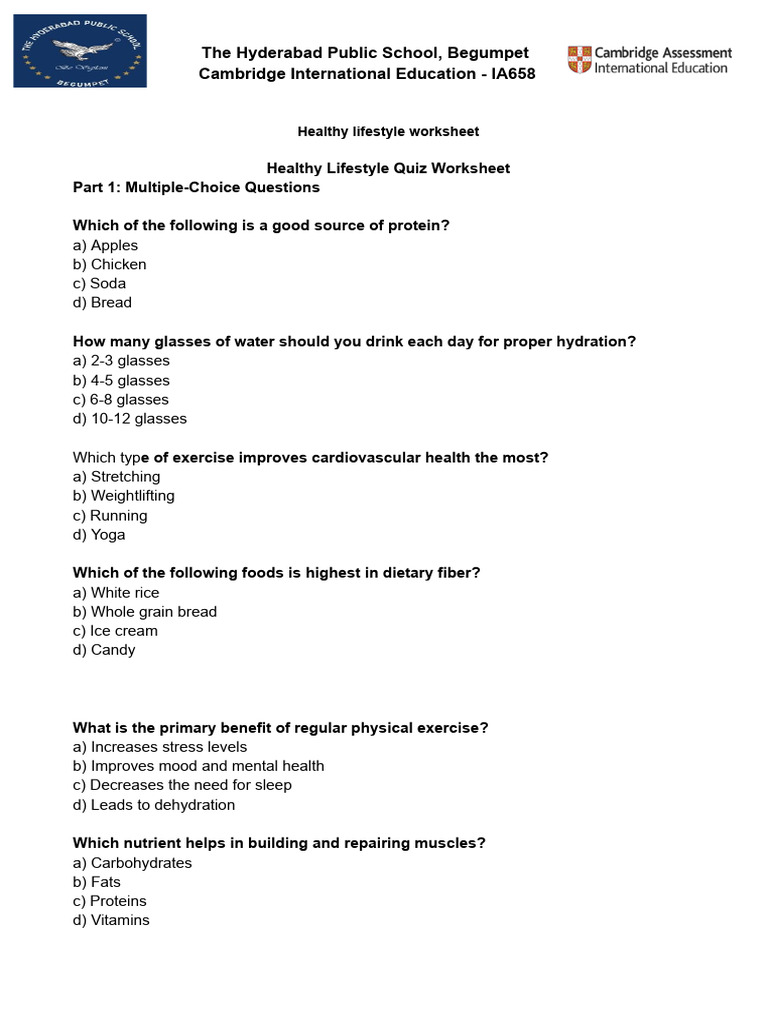 Practice Papers - Healthy Lifestyle | PDF