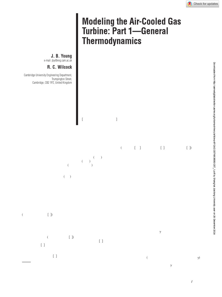 2002-Modeling the Air-Cooled Gas Turbine：Part1-General Thermodynamics（二次空气造成的不同损失对整体性能的影响 | PDF ...