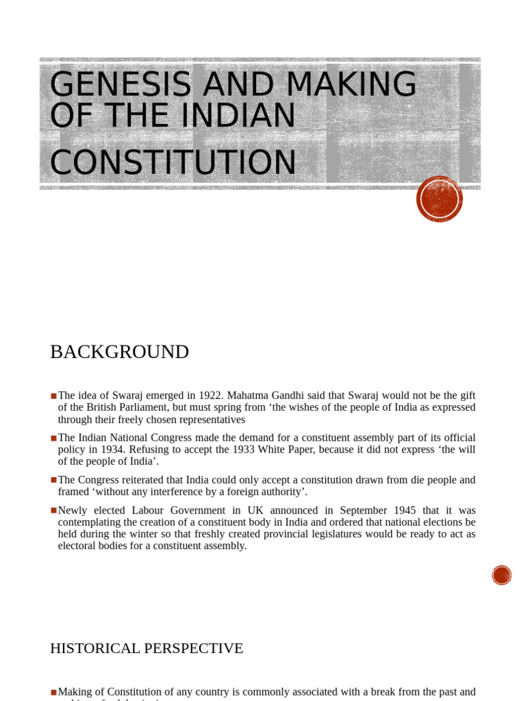 Genesis and Making of Indian Constitution (1) | PDF | Partition Of ...