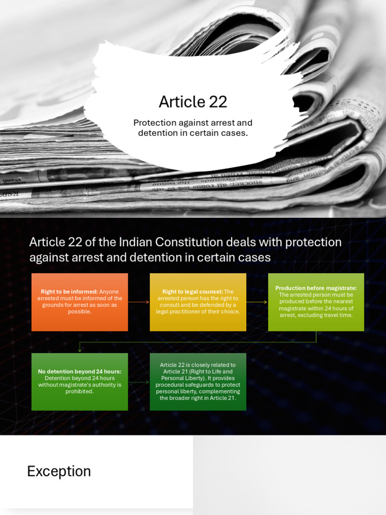 Art 22 - Protection Against Arrest and Detention in Certain Cases. | PDF | Detention ...