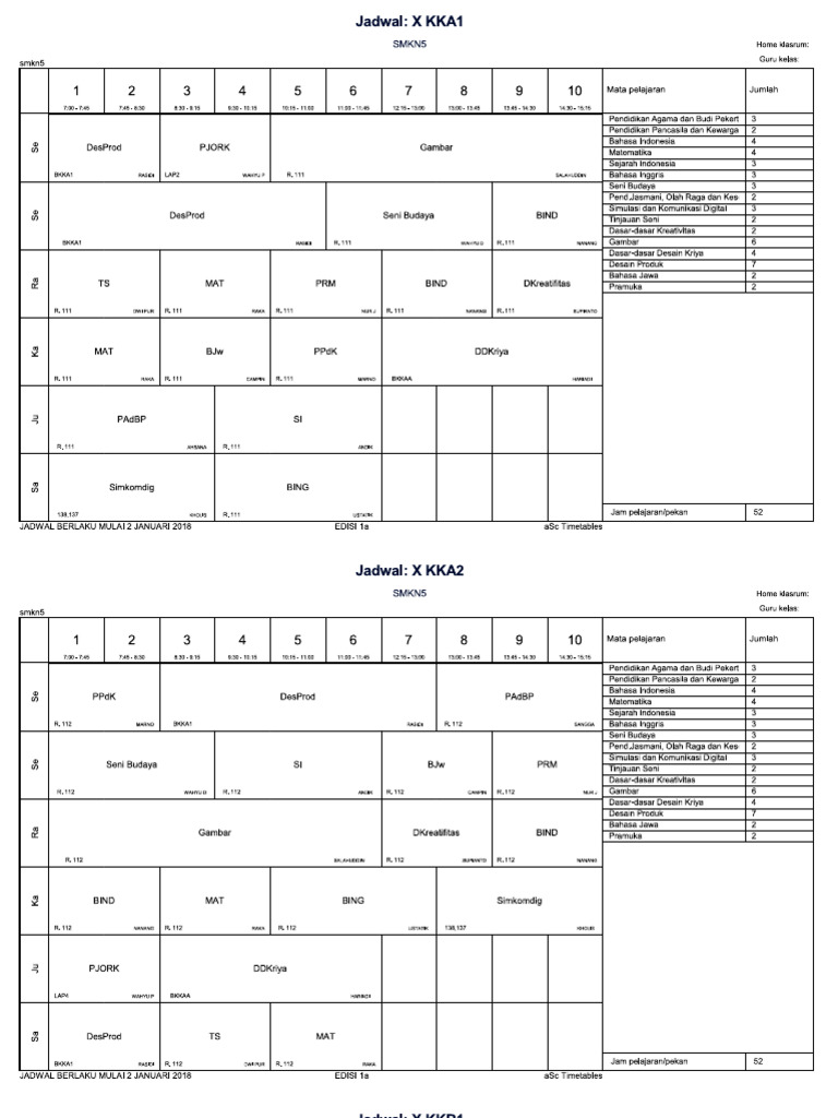 Kelas KBM Genap 2 Jan 18 Lanscape | PDF