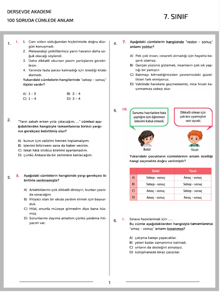 100 SORUDA CÜMLEDE ANLAM (1) | PDF