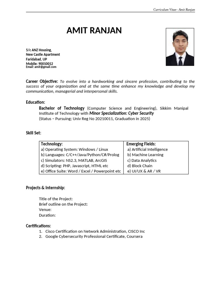 Sample CV | PDF | Computing | Computer Science