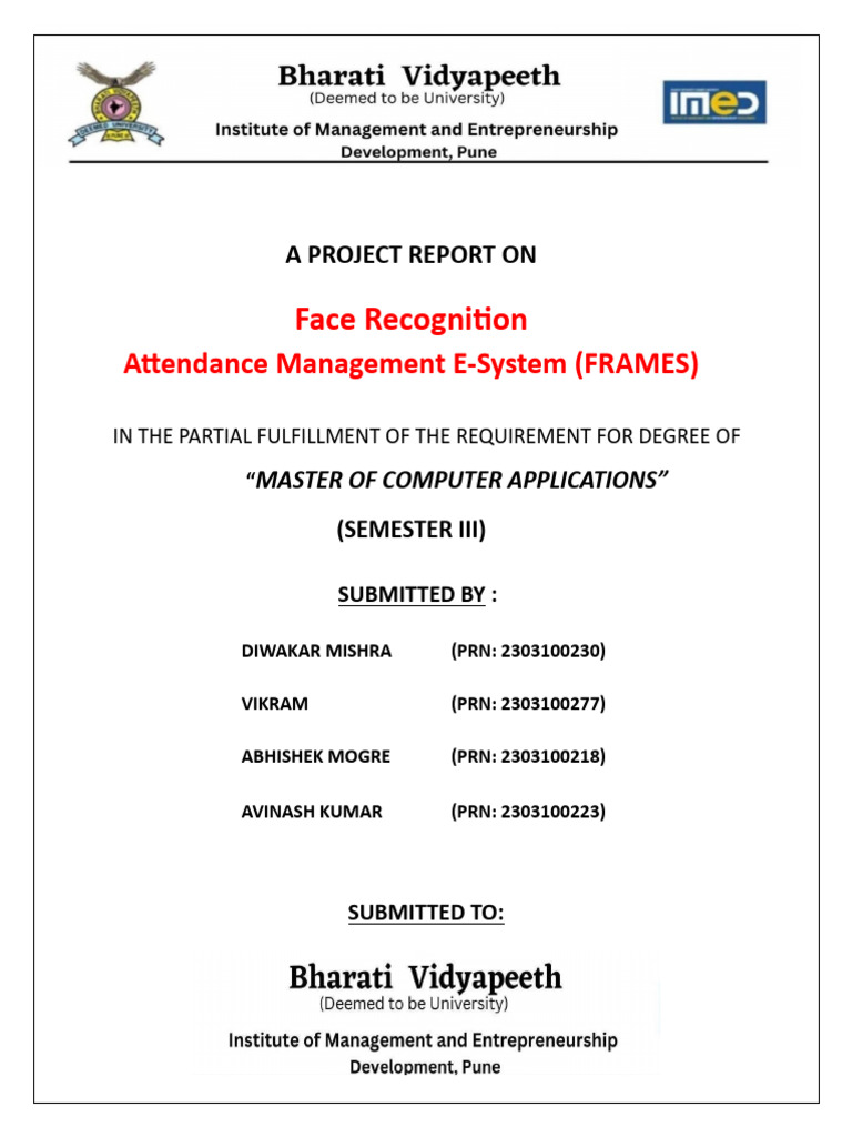Face Recognition Attendance System Report | PDF | Behavior Modification