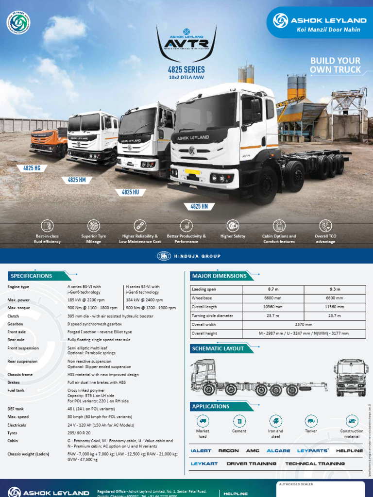 Ashok Leyland 4825 Brochure | PDF | Truck | Semi Trailer Truck