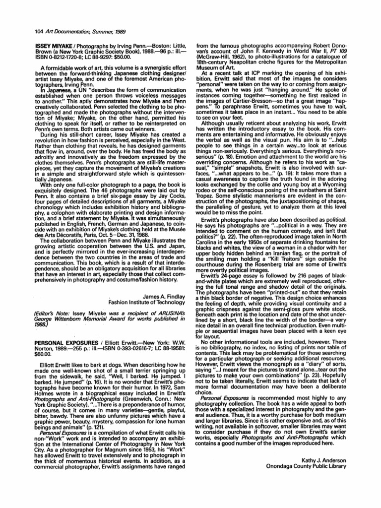 (Art Documentation Journal of The Art Libraries Society of North America 1989-Jul Vol. 8 Iss. 2 ...