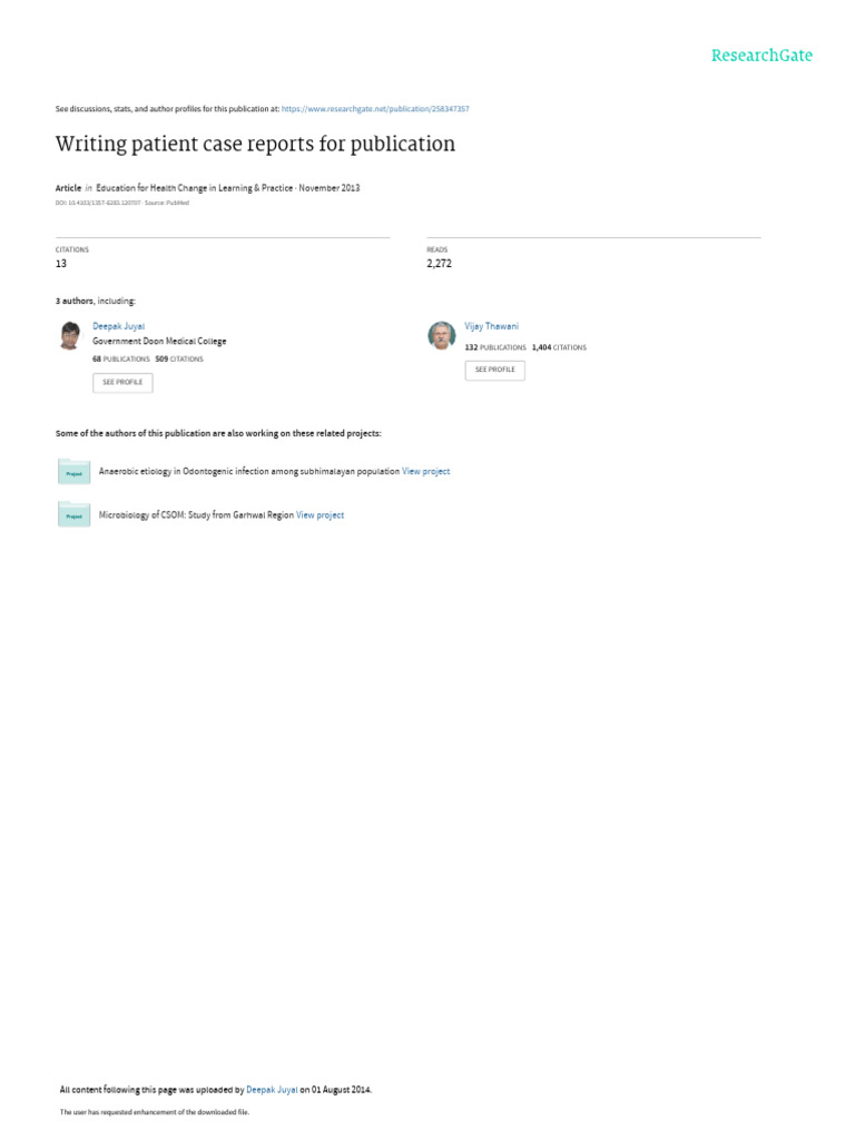 Writing Patient Case Report | PDF | Case Report | Medical Diagnosis