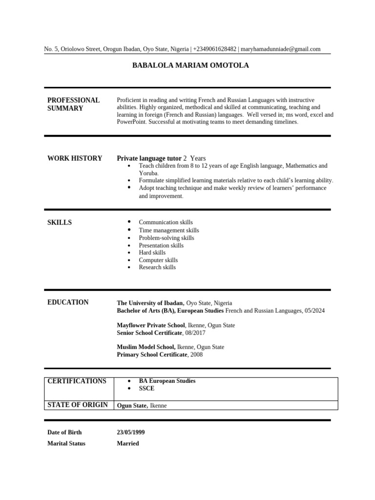 Mariam's CV | PDF