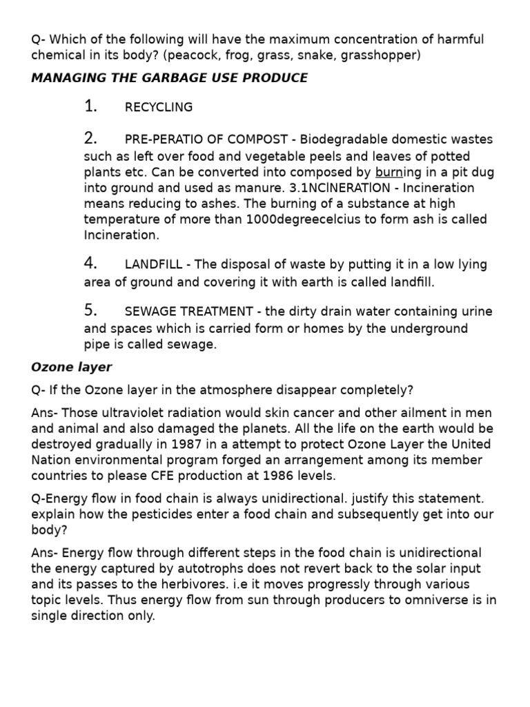 Our Environment Class 10 | PDF | Ecosystem | Foods