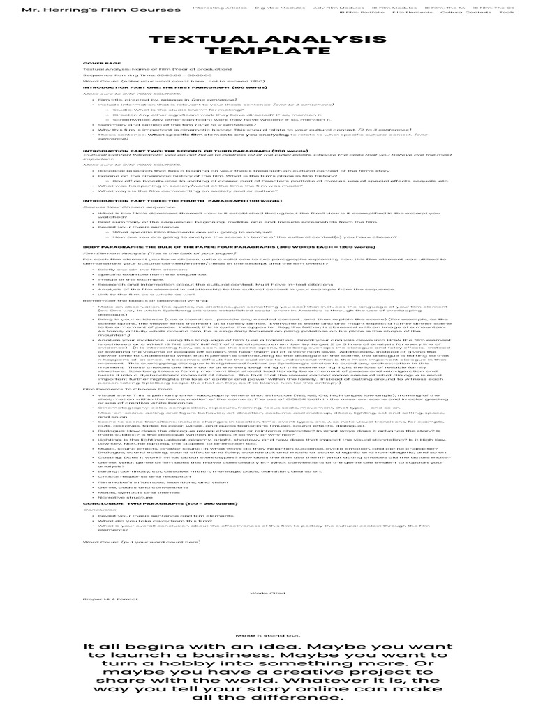 TA Template - Mr. Herring's Film Courses | PDF | Cinematography