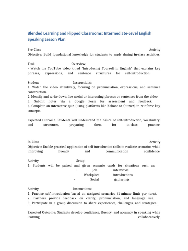 Flipped Classroom Assignment Parallel Text | PDF | Learning | Fluency
