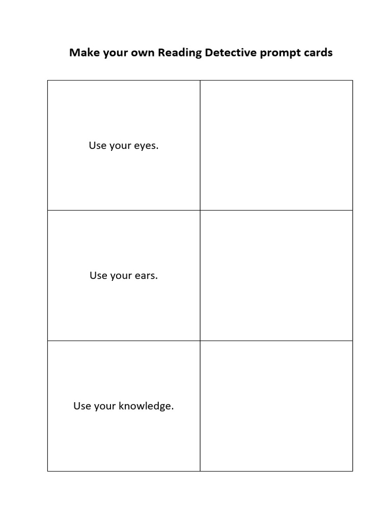 (GR) Reading Detective Prompt Cards | PDF