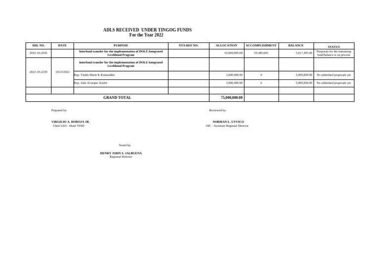 DILP Report For Tingog 2 | PDF