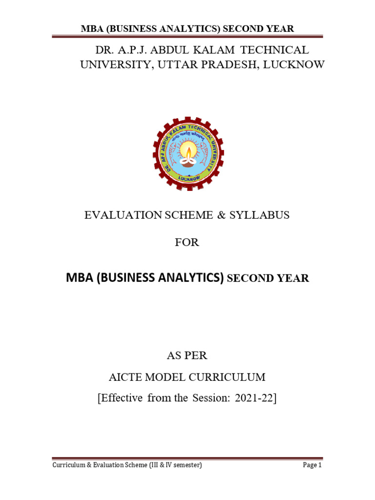MBA Business Analytics Curriculum 2021-22 | PDF | Machine Learning ...