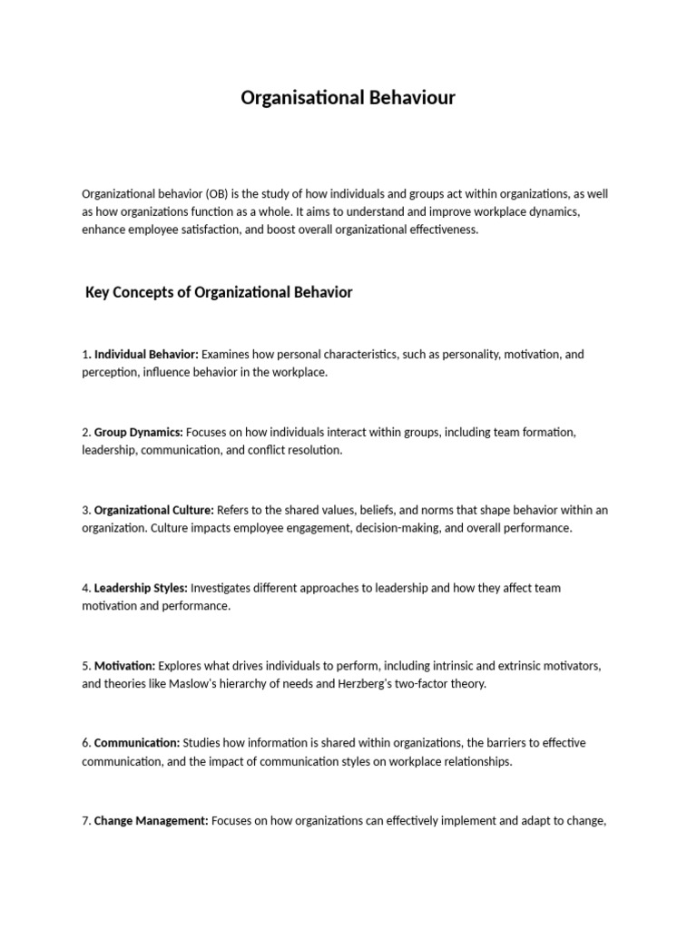 OB unit 1 | PDF | Organizational Behavior | Motivation