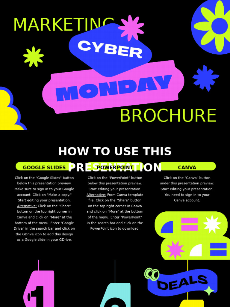 Geometric Pop Neon Cyber Monday Brochure | PDF | Microsoft Power Point | Software