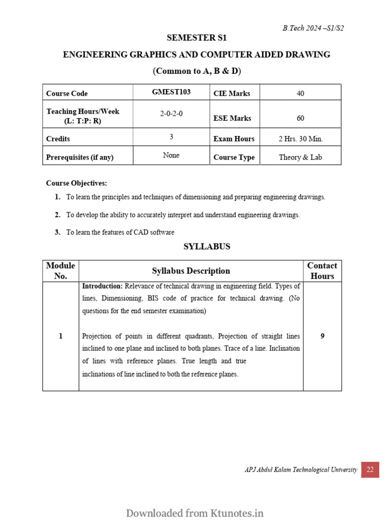 Engineering Graphics and Computer Btech First Year | PDF | Computer Aided Design | Technical Drawing