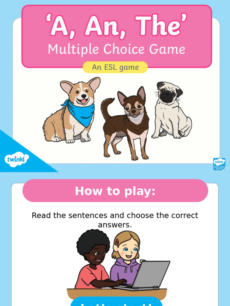 T e 1718954687 A An The Multiple Choice Game Kids A1 A2 Ver 2 | PDF