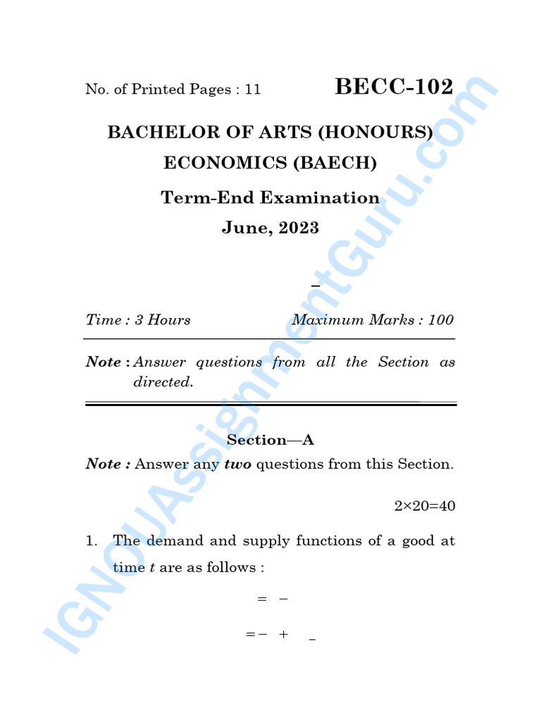 Becc 102 june 2023 | PDF | Demand | Profit (Economics)