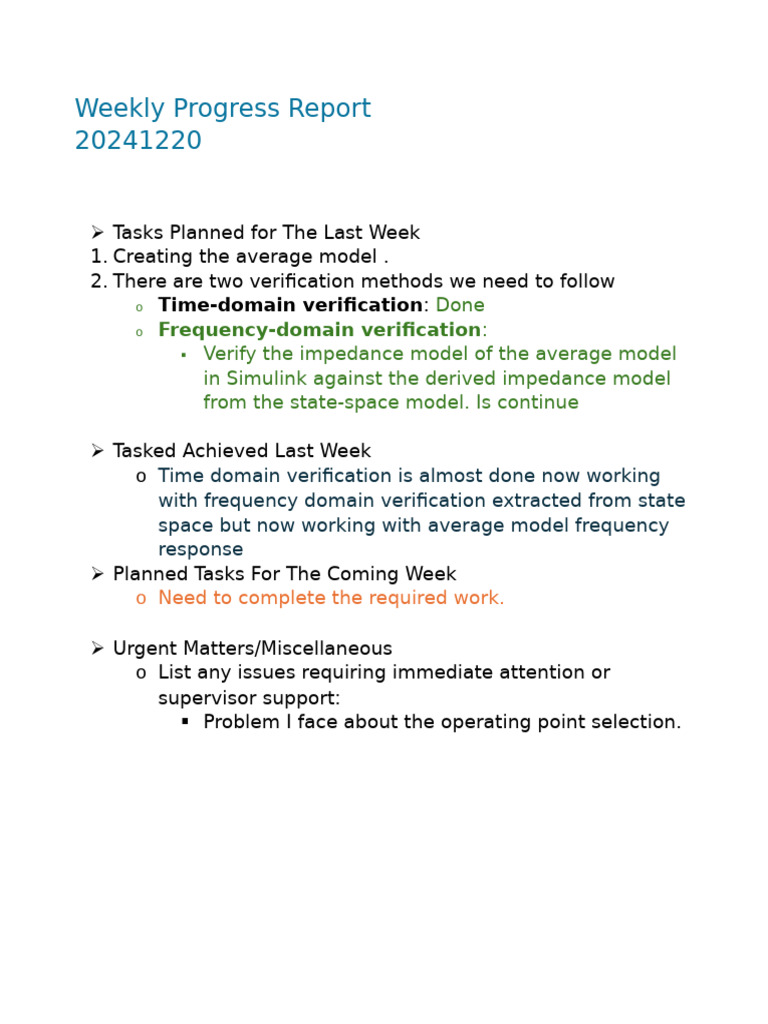 Weekly Progress Report | PDF