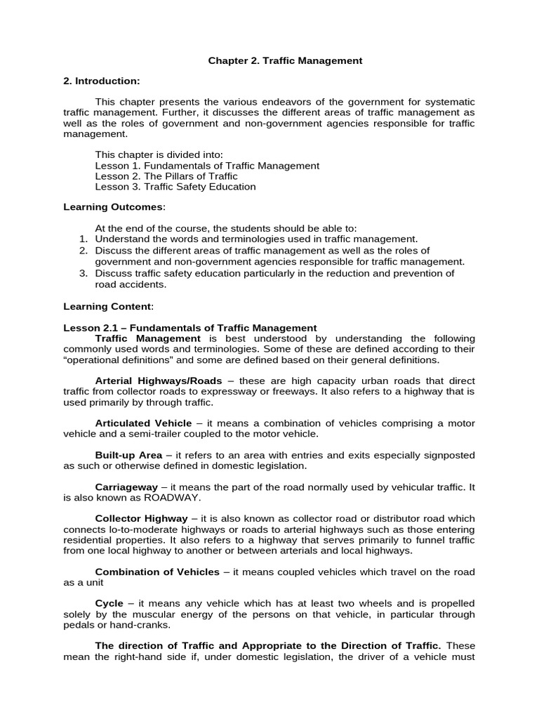 Chapter-2-Traffic-Management | PDF | Traffic | Intersection (Road)