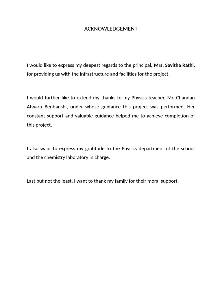 Acknowledgement Physics | PDF