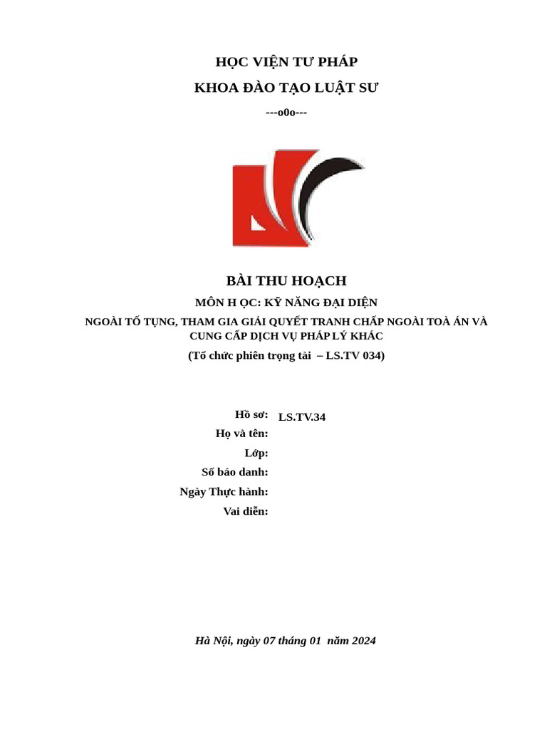 (123doc) Bai Thu Hoach Ho So Tu Van 34 Phien Trong Tai Ls TV 034 Hoc ...