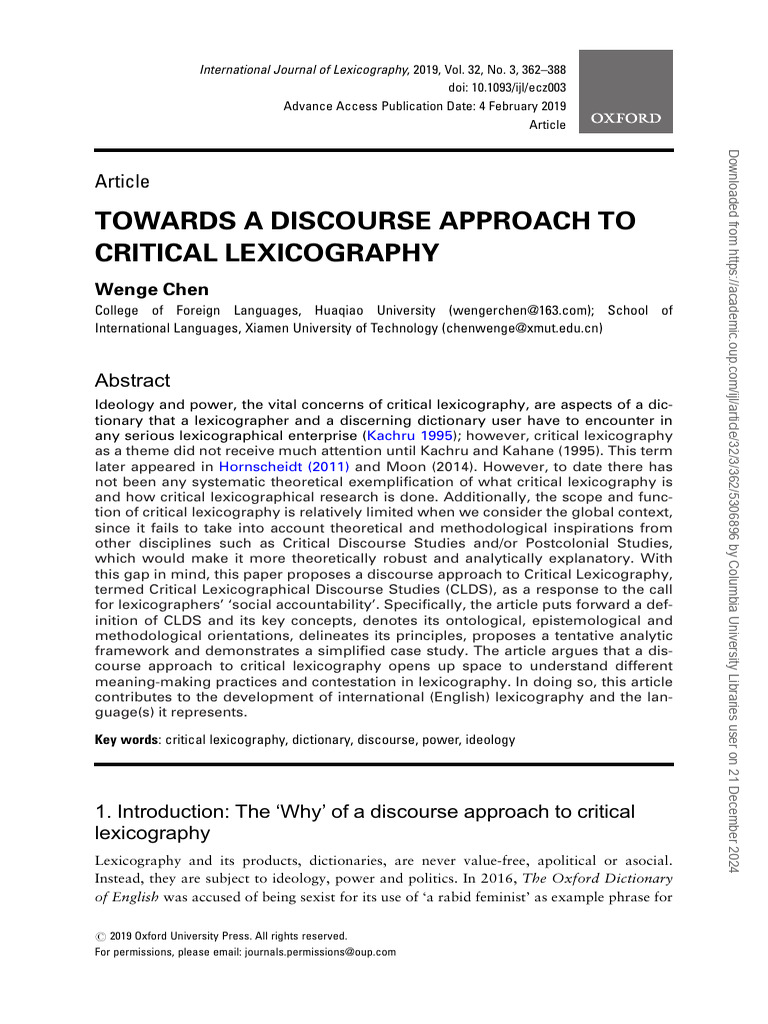 Discourse Approach in Lexi | PDF | Lexicography | Discourse