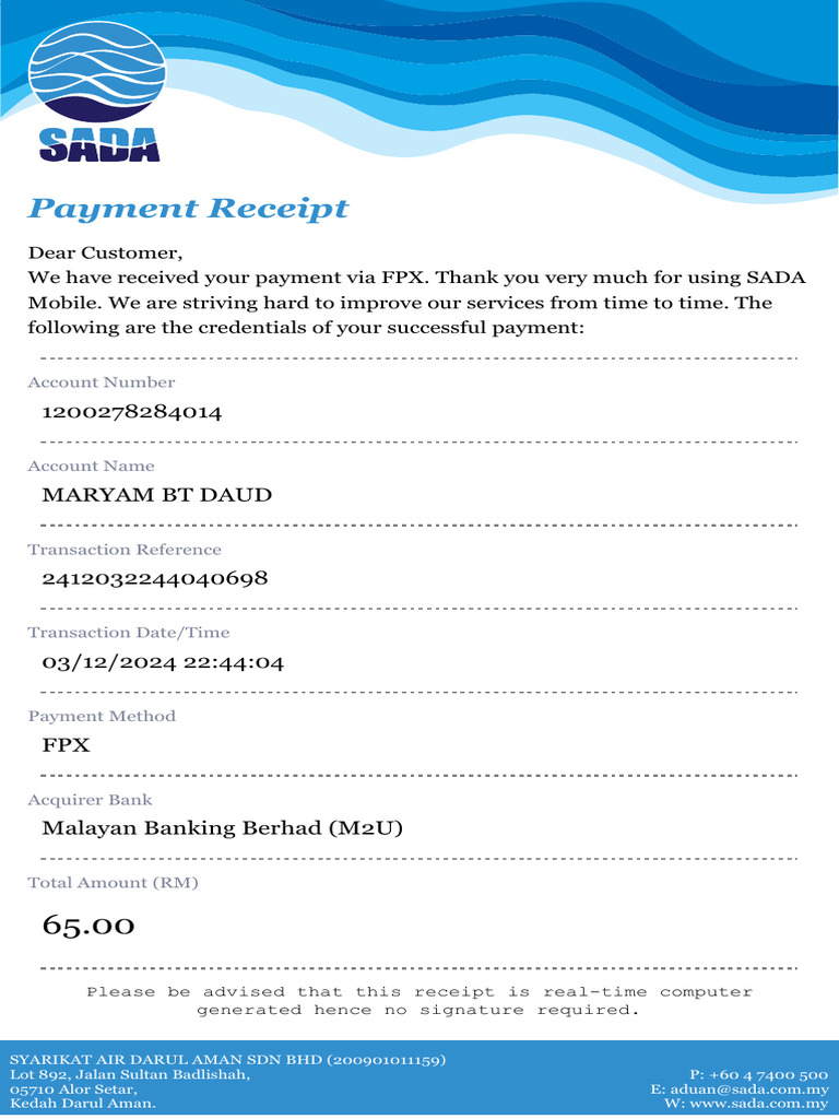 Resit Bayaran Bil Air | PDF