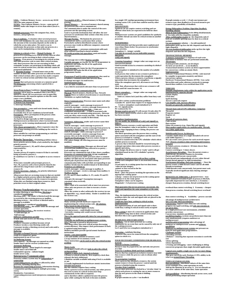 Cheatsheet Os | PDF | Process (Computing) | Thread (Computing)