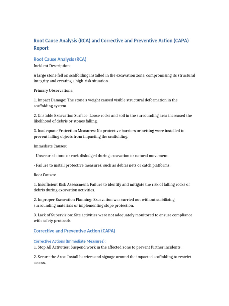 Updated_RCA_CAPA_Report | PDF | Risk Assessment | Occupational Safety And Health